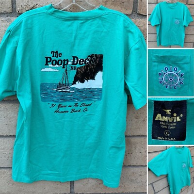 Vintage The Poop Deck Hermosa Beach Pocket Tee T Shirt 1988 80s 1980s ...