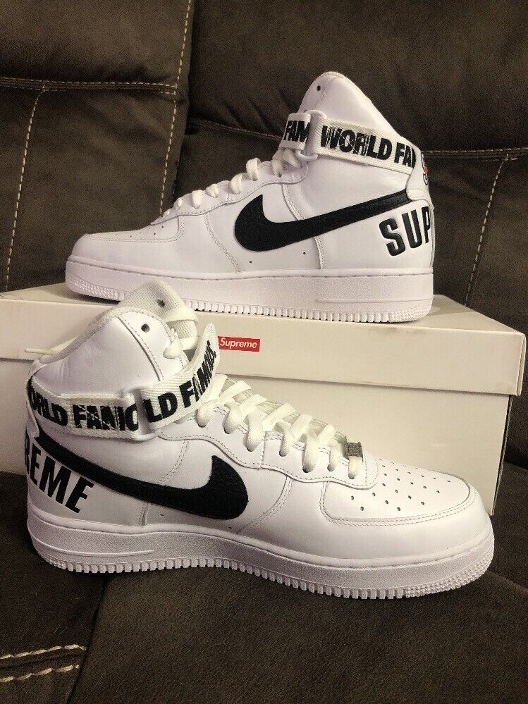 Nike Supreme Air Force 1 One High Hi AF1 White World Famous Nike Supreme Air Force 1 One High Hi AF1 White World Famous