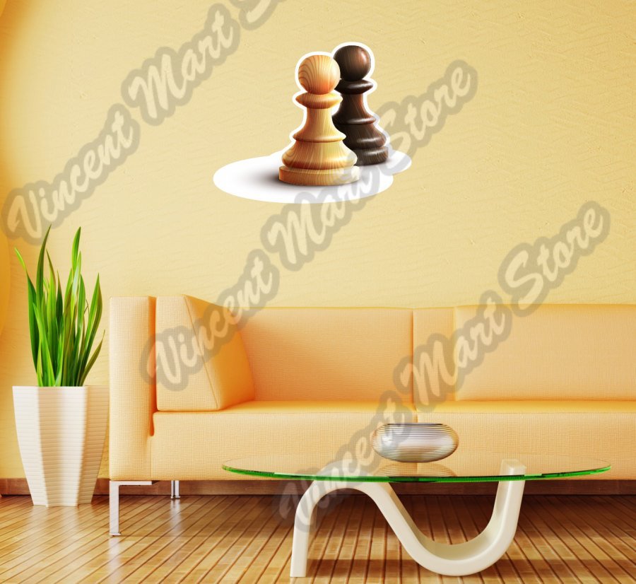 Chess Board Game Chessboard Pawn Wall Sticker Room Interior Decor 22 ...