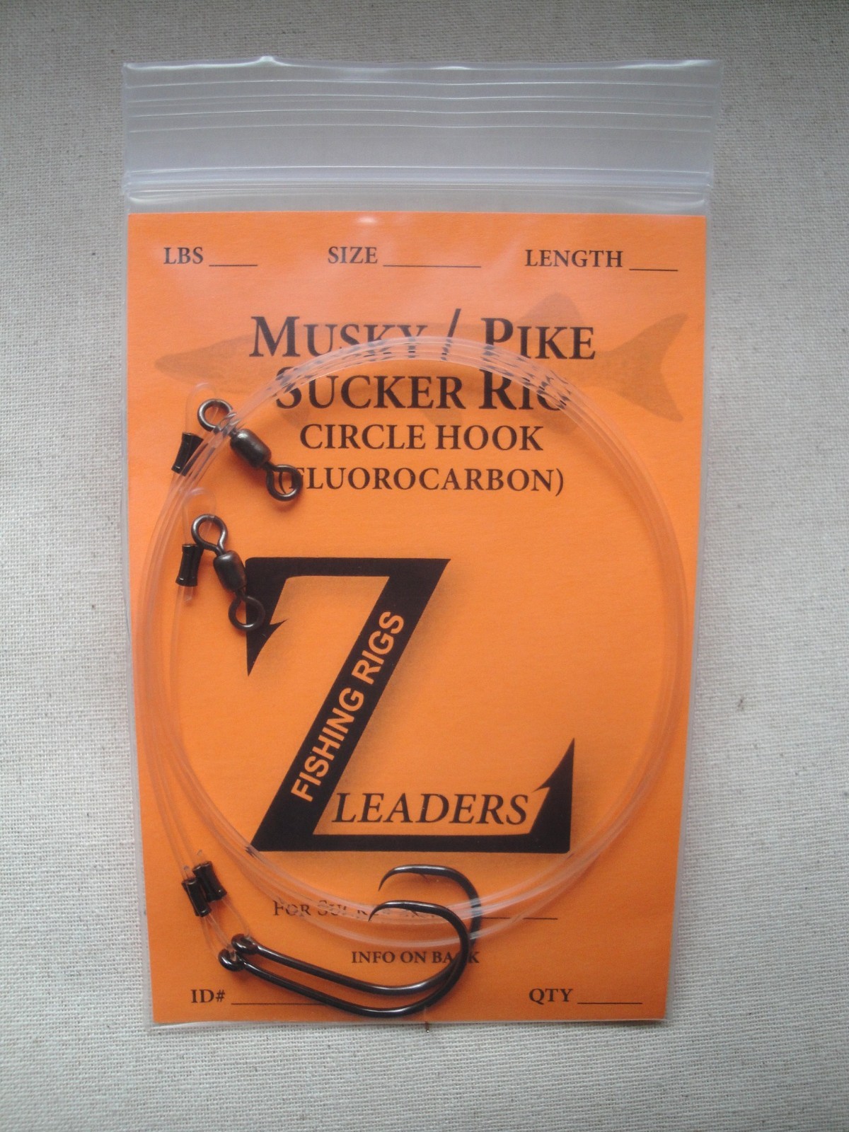 (2-PACK) FLUOROCARBON MUSKY / PIKE CIRCLE HOOK SUCKER RIGS - NON OFFSET ...