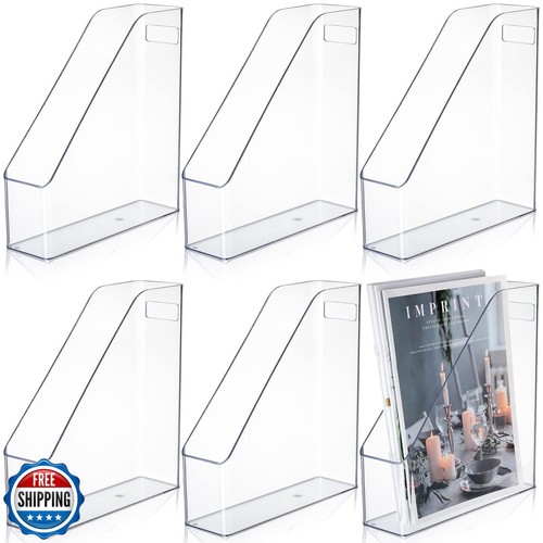6 Pcs Clear Acrylic Magazine File Holder Plastic Desk Organizer with ...
