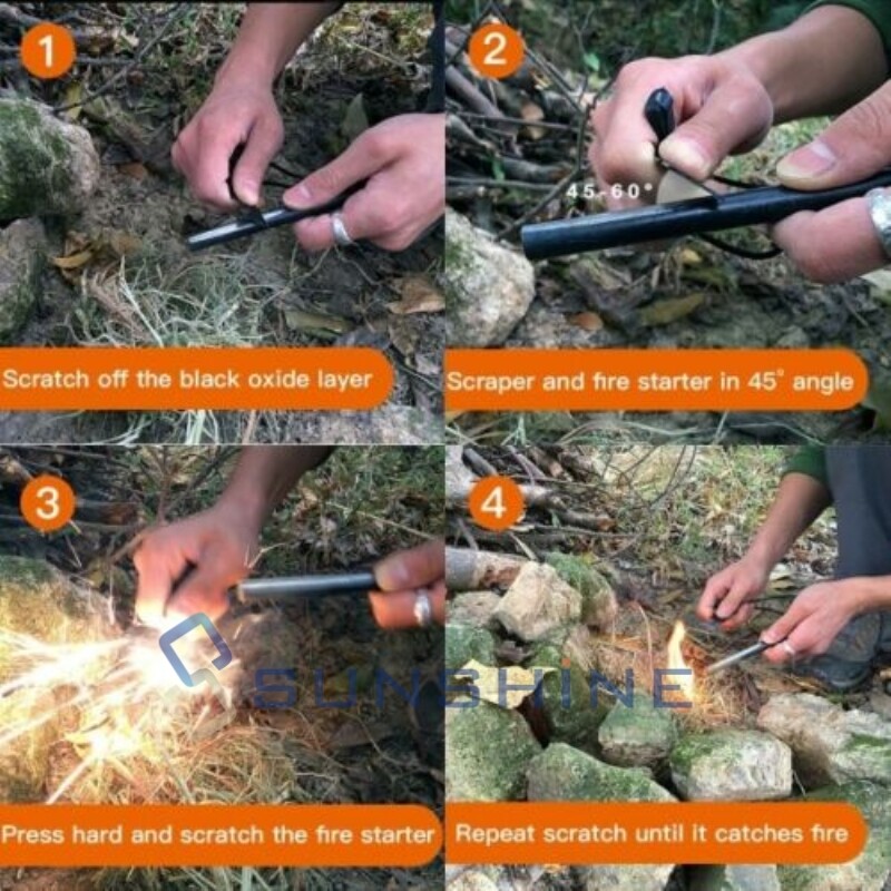 Outdoor Ferro Rod Kit - Survival Ferrocerium Flint Fire Starter 1/2"x5 ...