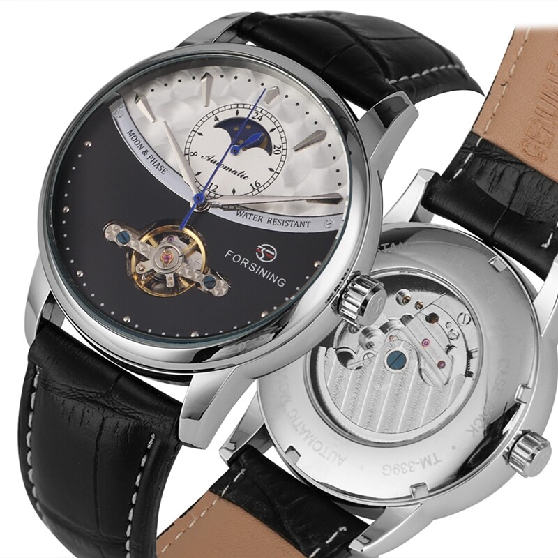 Forsining Classic Moon Phase Mechanical Watches Automatic Tourbillon ...