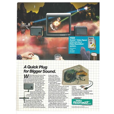 Bose Video RoomMate Print Ad 1986 Vintage 80s Retro Tech Speaker Sound ...