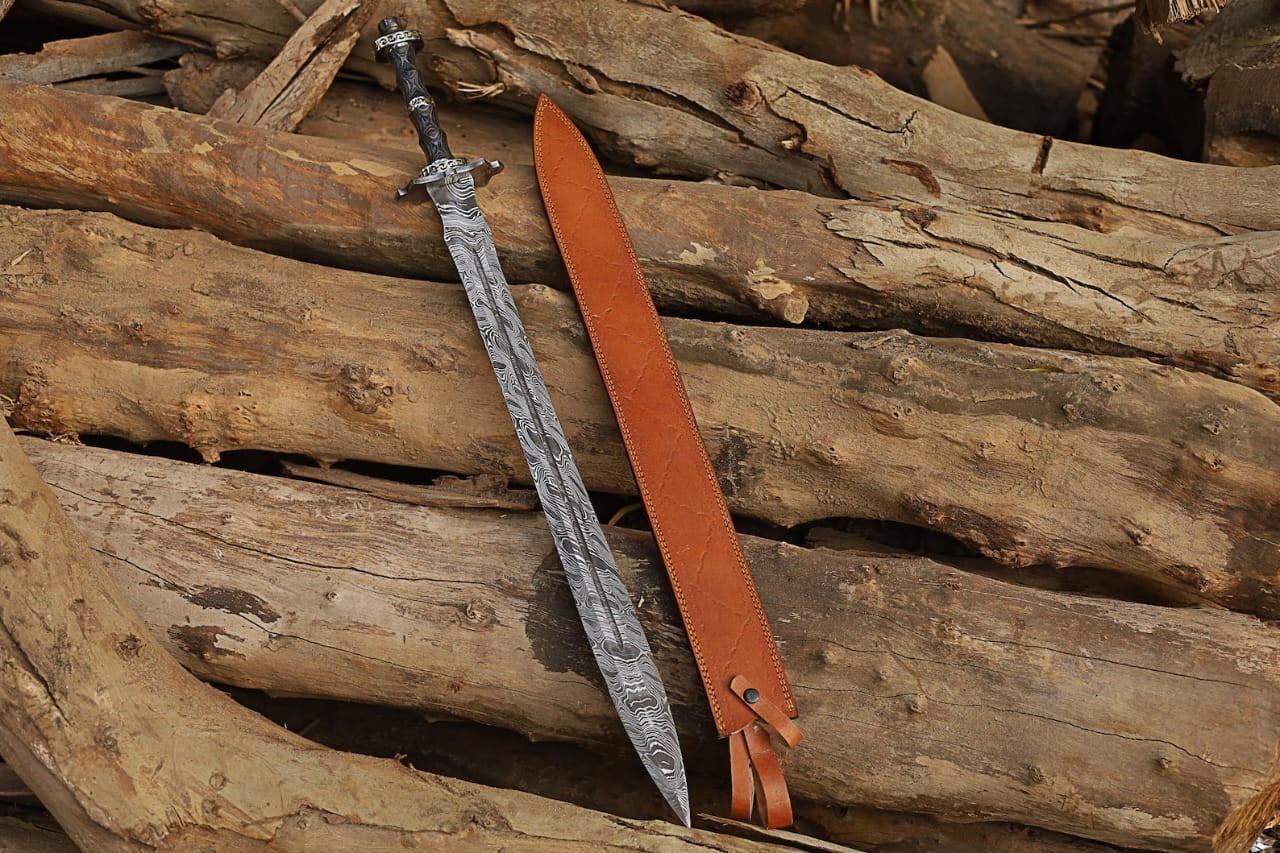 Hand Forged Damascus Steel Viking Sword Battle Ready Medieval Sword ...
