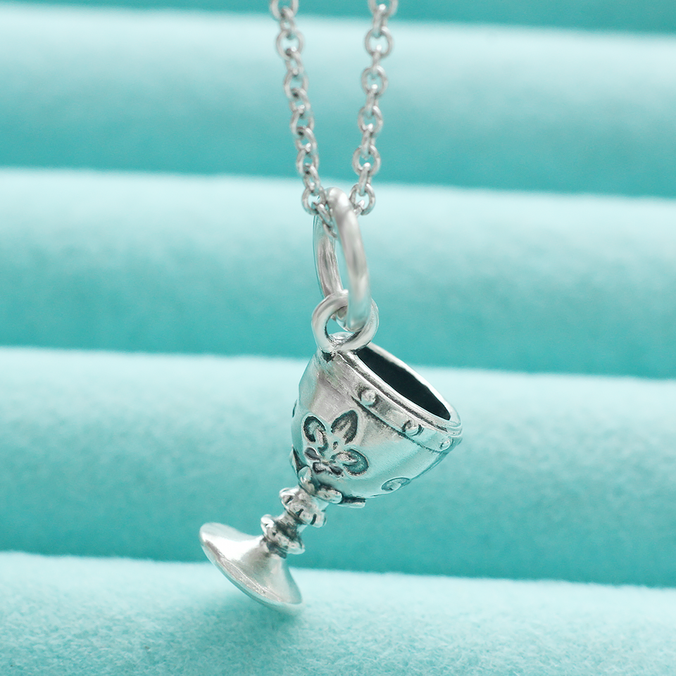 925 Sterling Silver Holy Grail Pendant Chalice Charm Knights Templar ...