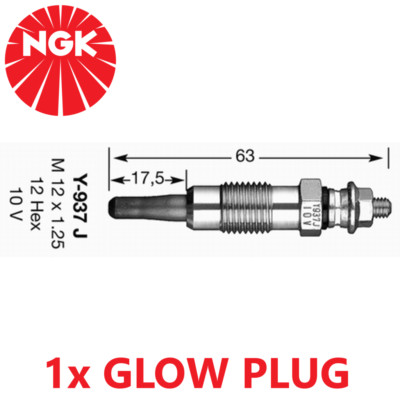NGK 4118 Metal 10V 5.5A 0.9 Ohm Diesel Engine Heater Glow Plug Y-937J ...