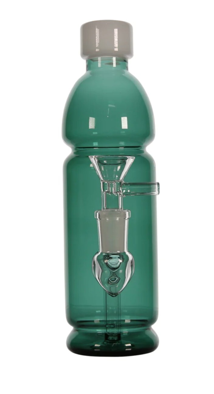 8" Green Sports Drink Bottle Hookah Glass Bong Pipes Water Bongs Smoke ...