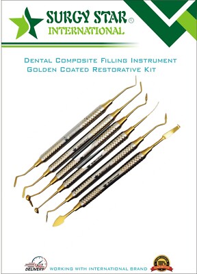 Dental Composite Non Stick Filling Instruments Kit 6pcs Golden Plasma ...