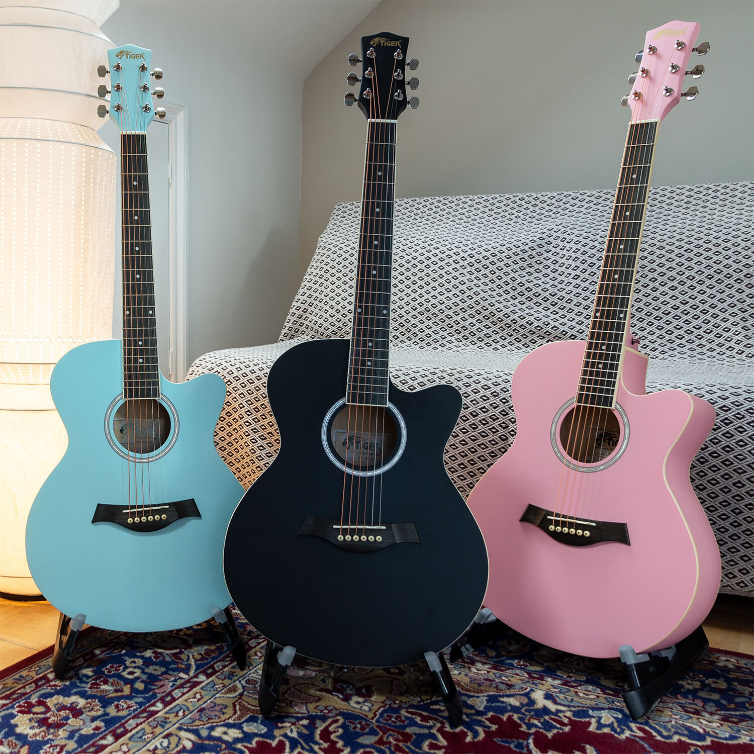 TIGER ACG1-LBL-SM Acoustic Steel String Parlour Guitar - Matte Baby ...