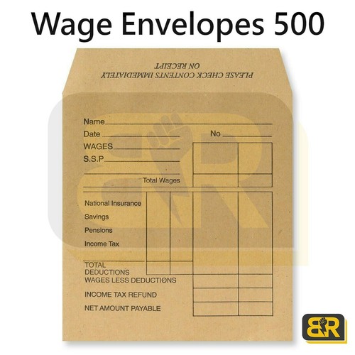 Wage Envelopes 500 Square Brown Envelopes School Pack Money Cash Print ...