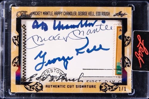 2023 Leaf Pearl Mickey Mantle Edd Roush Happy Chandler George Kell Quad ...