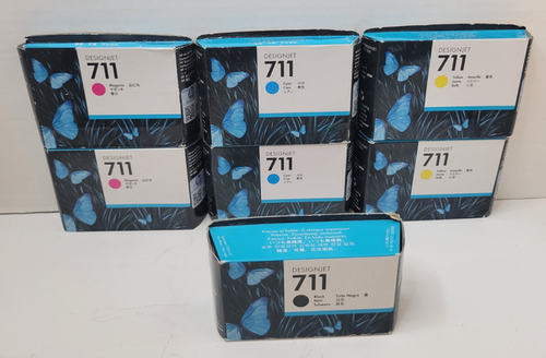 2018 GENUINE SET 7 HP 711 INKS DESIGNJET T120 T520 CZ129A CZ132A CZ131A ...