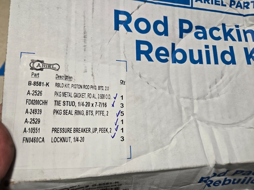 OEM Ariel Genuine Parts B-8581-K Rod Packing Rebuild Kit For Air ...