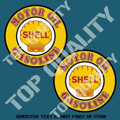 VINTAGE SHELL GASOLINE OIL Decal Sticker X2 Vintage Mancave Garage ...