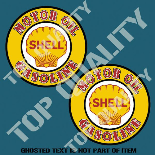 VINTAGE SHELL GASOLINE OIL Decal Sticker X2 Vintage Mancave Garage ...