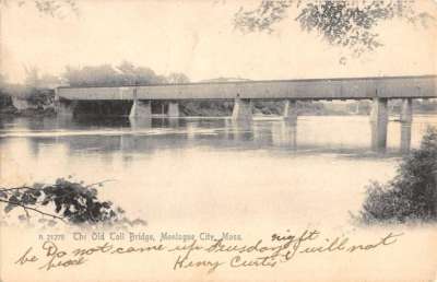 Montague City Massachusetts Old Toll Bridge Waterfront Antique Postcard ...