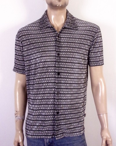 vintage 90s 00s Y2K retro YMLA Club Shirt Metallic Crinkle Nu Metal USA ...