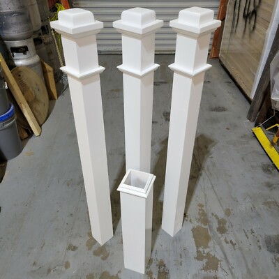 4075 / 4076 Painted White Box Newel Posts 3 1/2" X 3 1/2" X 48" with ...