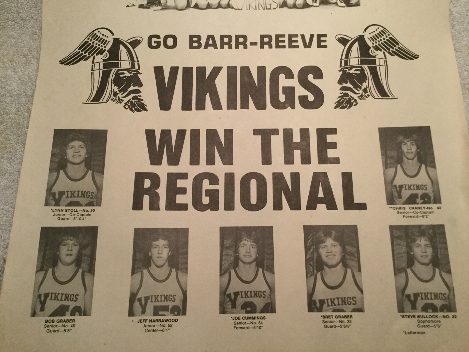 Vtg Poster Barr-Reeve High School IN Basketball 1979-80 Win Regional ...
