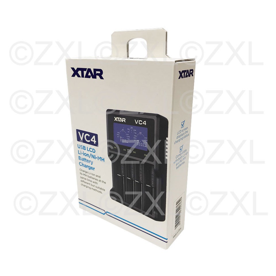 Xtar VC4 USB Battery Charger LCD Display Li-ion Ni-MH 14500 18650 32650 ...