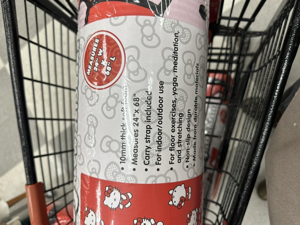 NEW Hello Kitty Sanrio Exercise Yoga Red Mat 24"W×68"L - 10mm Carry ...