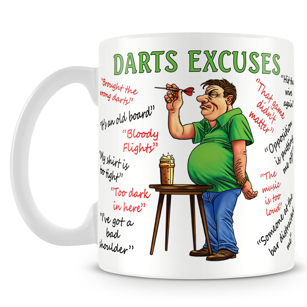 Darts Excuses Funny Ceramic Coffee Mug - can be personalised | eBay UK