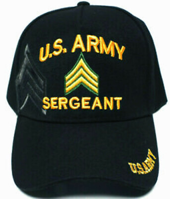 Army Sergeant Hat, Black Baseball Cap Army, Military E5 Rank Sargent ...