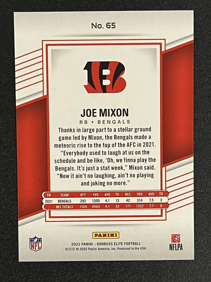 JOE MIXON 2022 Donruss Elite Blue Status Explosion /499 Cincinnati ...