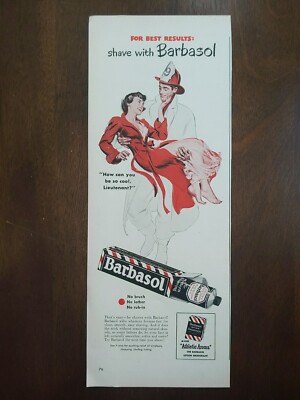 1949 vintage barbasol print ad. Firefighter Carrying His Spouse | eBay