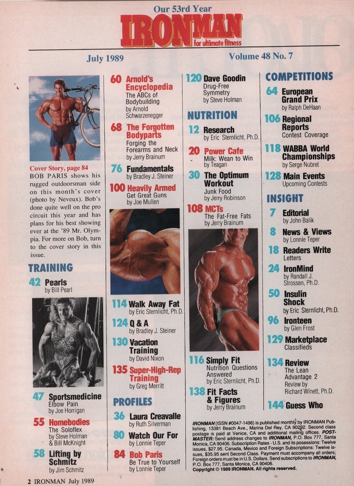 Ironman magazine 07/1989 Laura Creavalle Tonya Knight Jackie Paisley ...