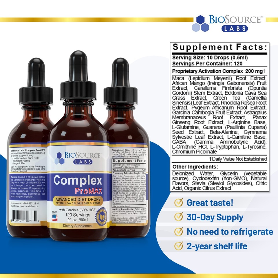 BioSource Labs Complex ProMAX Premium Diet Drops - 2 oz Bottle 6-Pack | eBay