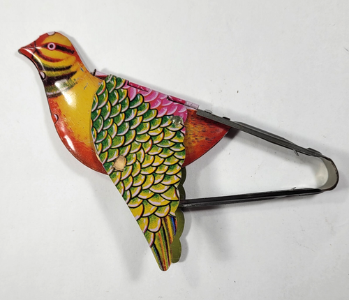 Tin Litho Squeeze Bird Toy Flaps Wings and Chirps Works Great | eBay