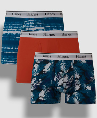 Hanes Underwear Men's Red Blue Tagless Platinum Boxer Brief Trunk 3 ...