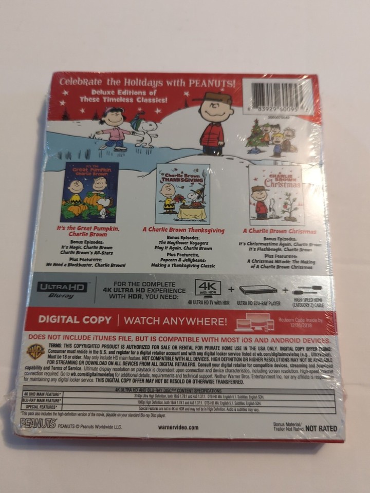 Peanuts Deluxe Edition Holiday Collection (4K UHD + Blu-ray) Remastered ...