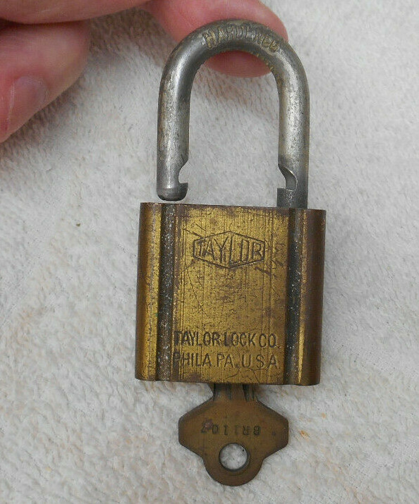 Vintage Old Taylor Lock Co Phila PA USA Brass Padlock w 1 Key | eBay