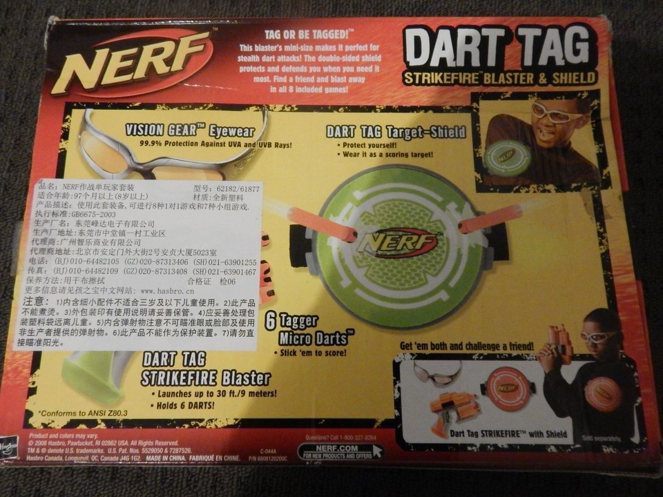 Nerf Strikefire Dart Blaster Set Dart Tag Glasses Target Shield N ...