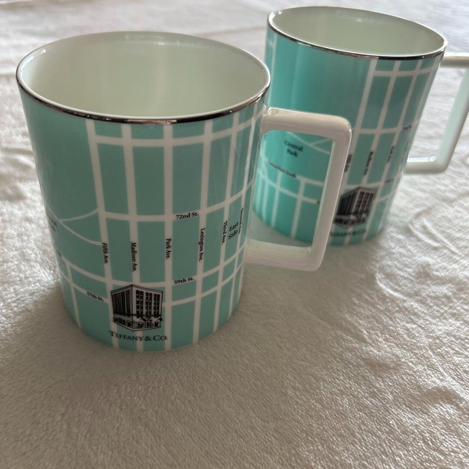 Tiffany & Co Manhattan Map Subway Coffee Tea Mugs pair set NYC New York ...