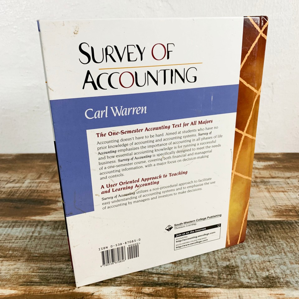 Survey of Accounting - Carl S. Warren (2000, Hardcover) in Excellent ...