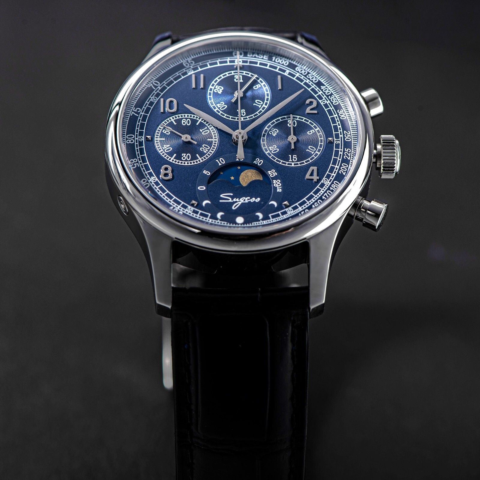 Seagull Sugess ST1908 40mm Blue Moon Phase Date Chronograph Sapphire ...