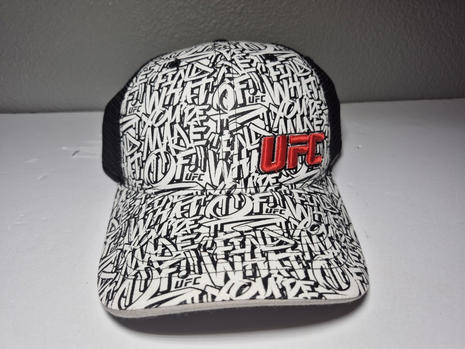 UFC Graffiti Snapback White Graphic All Over Print Mesh Cap MMA Brand ...