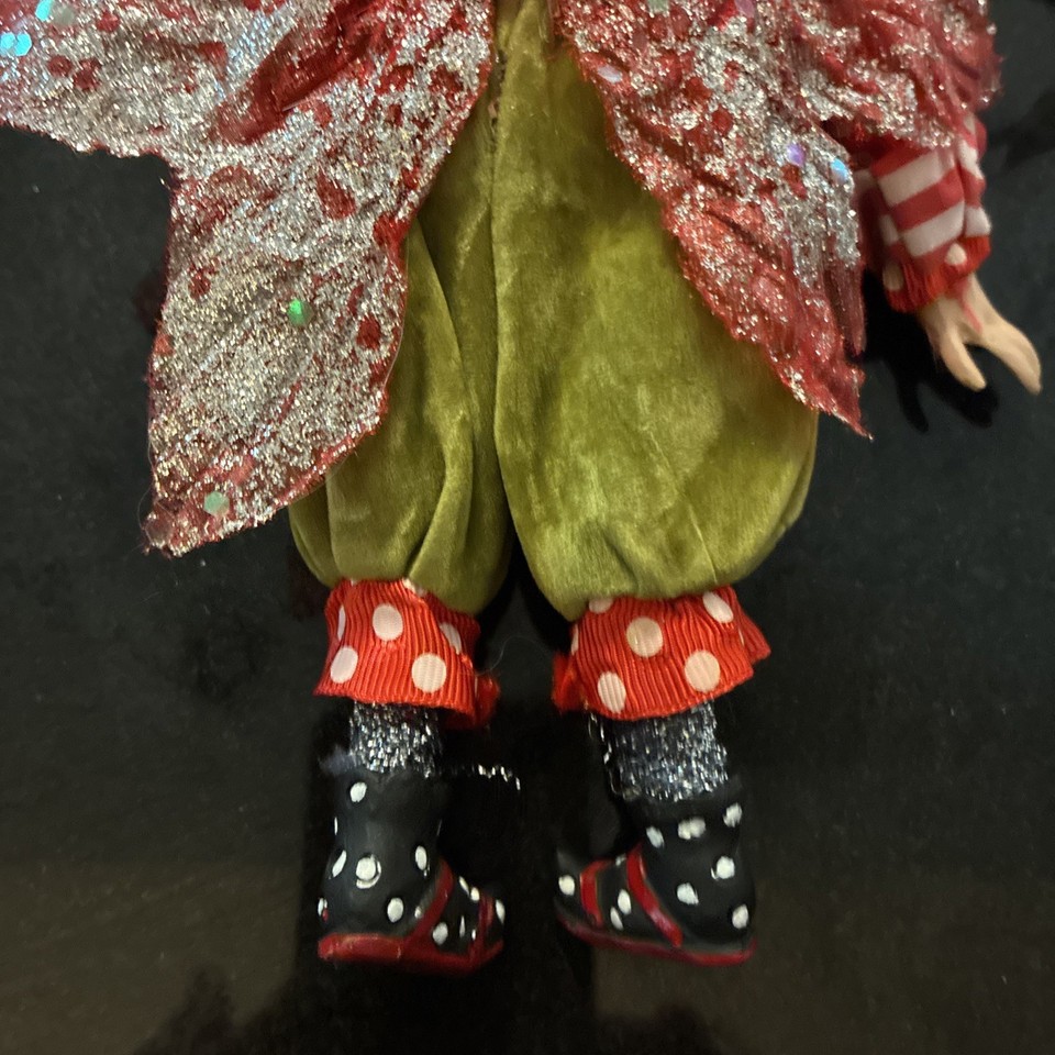 Christmas Pixie Elf Fairy Posable Figurine Ornament 8” Tall Glittery ...