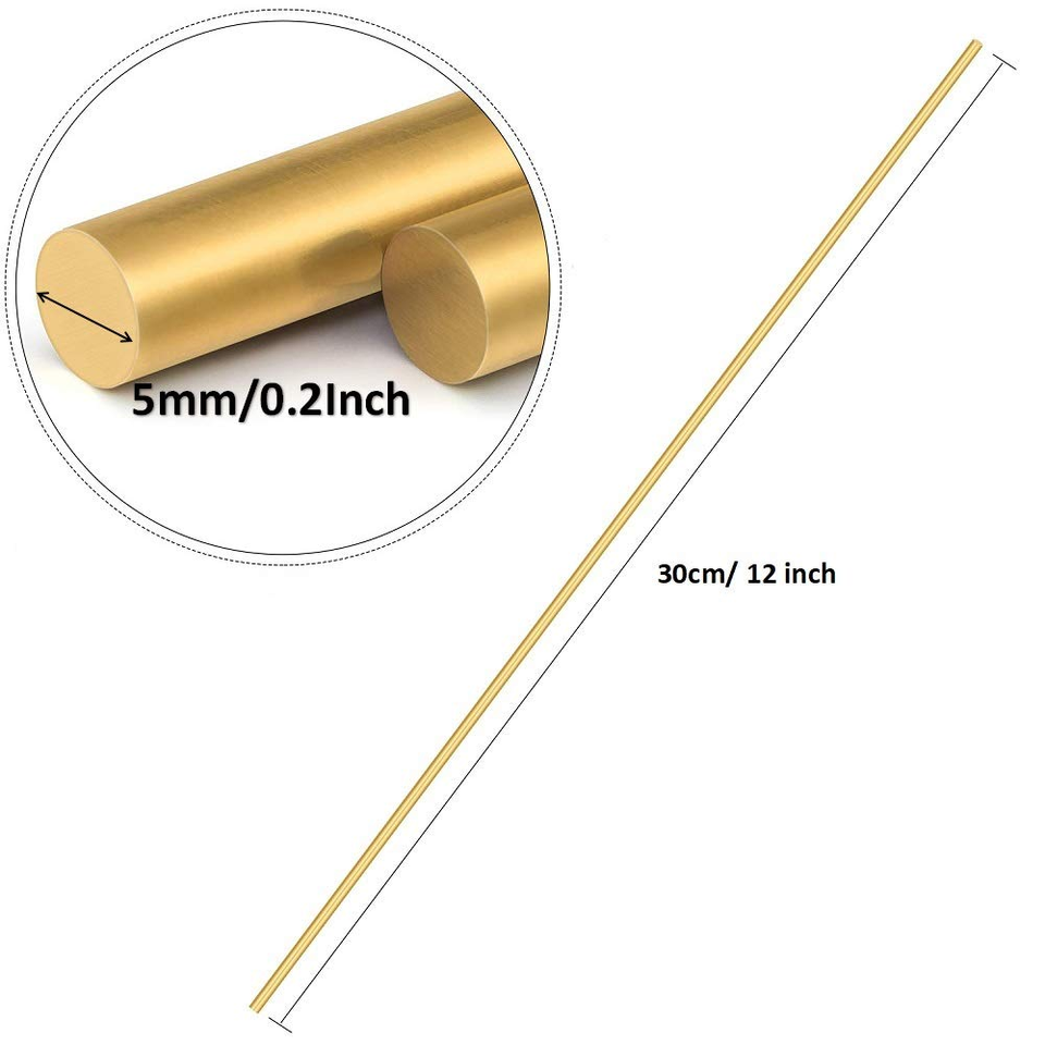4 PCS 5Mm Brass Rod Brass round Rod Brass round Stock Brass Solid round ...
