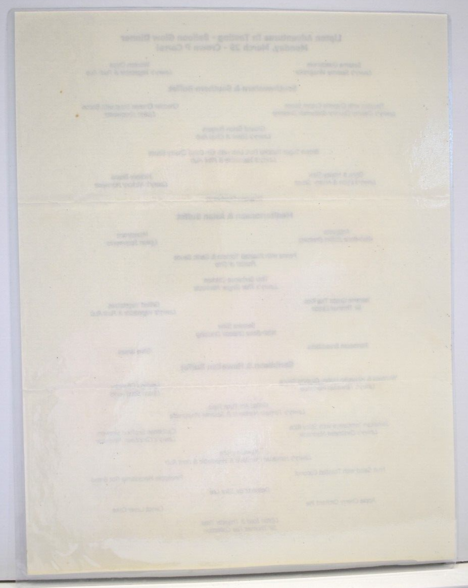 Vintage 1990s Lipton Adventures In Tasting Balloon Glow Dinner Menu | eBay