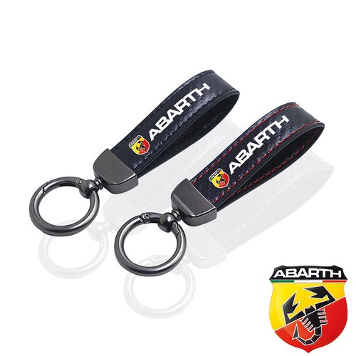 Leather Keychain for ABARTH Logo Styling Remote Key Ring Keyring Car ...