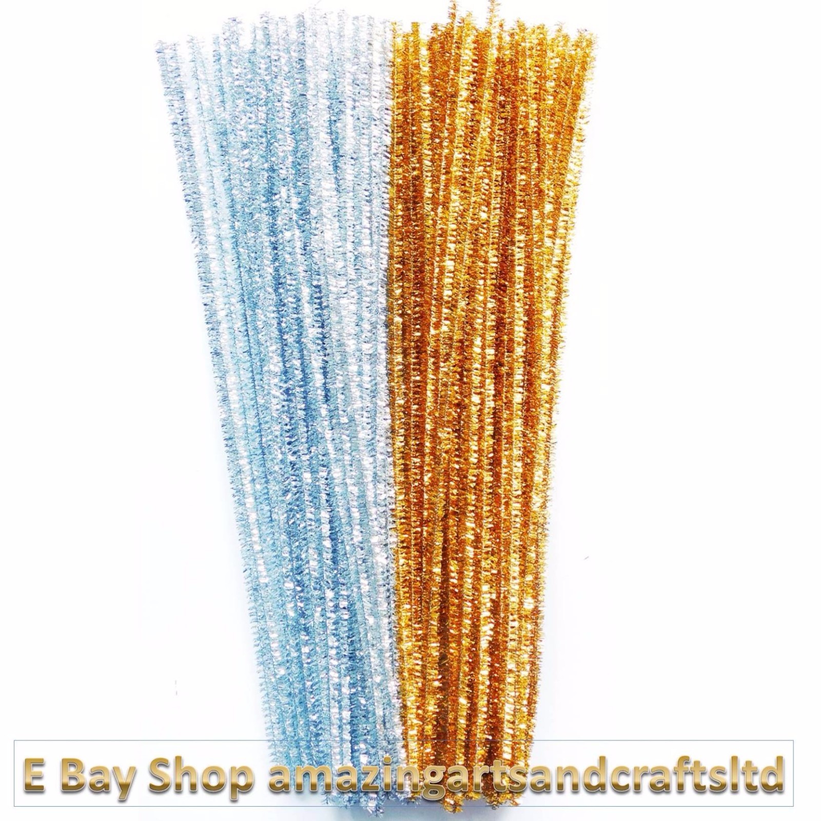 Pipe Cleaners 30cm 15cm 6mm 4mm colours tinsel gold silver 50 100 200 ...