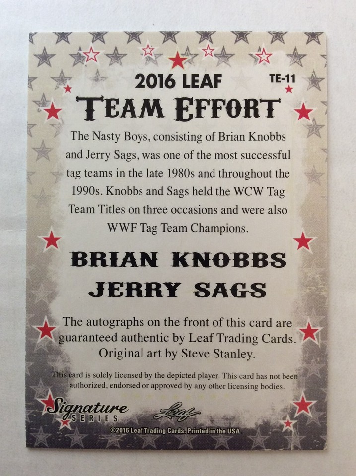 2016 LEAF WRESTLING BRIAN KNOBBS/JERRY SAGS "TEAM EFFORT" DUAL ...