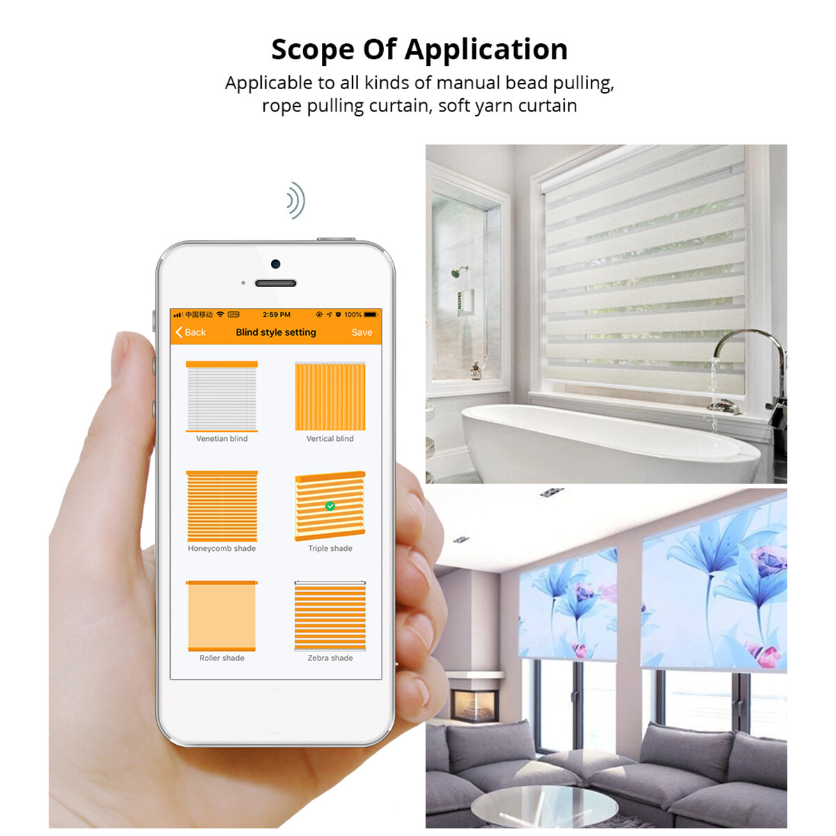 Smart Window Bluetooth Chain Blinds Automation Kit Motorized APP Remote ...