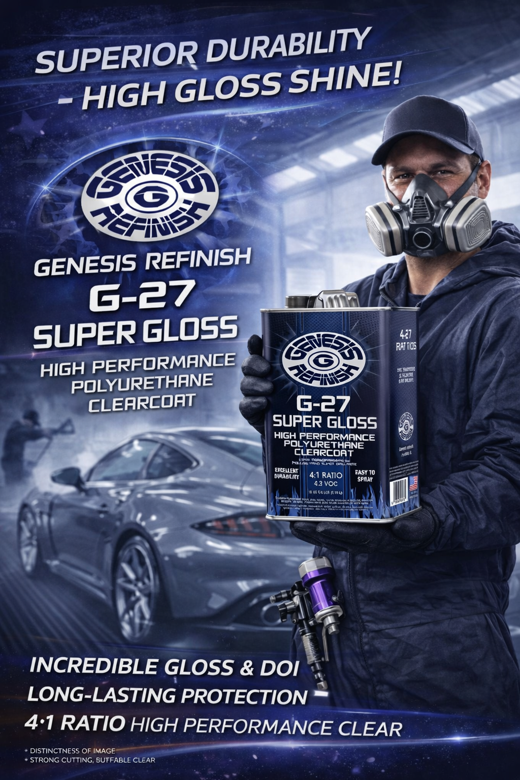 Genesis Refinish Super Gloss HS 4:1 Clearcoat & Medium Activator (1.25 ...