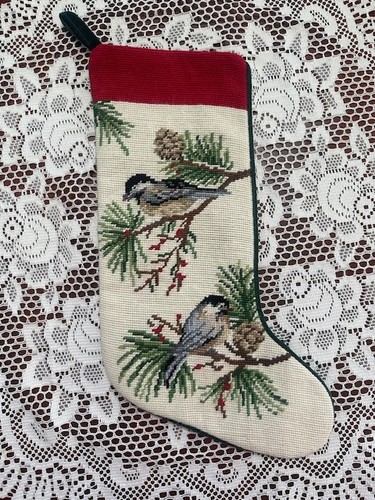 20x7" - I have over 75+ Needlepoint Christmas Stockings - Birds I | eBay
